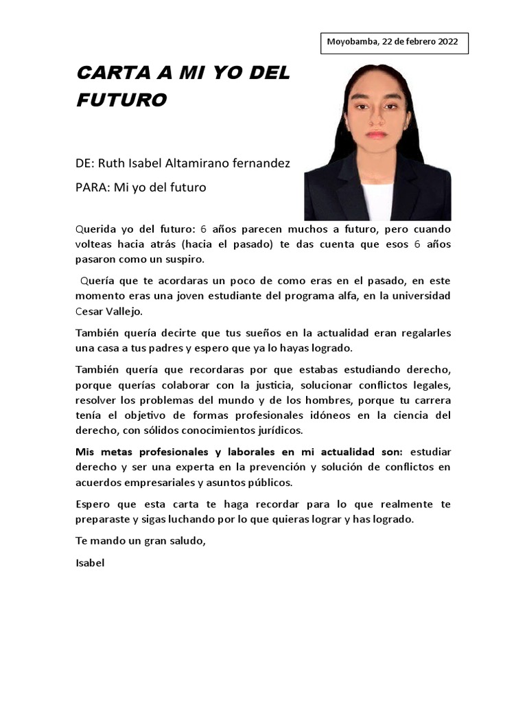 Carta a mi yo del futuro: reflexiones | PDF