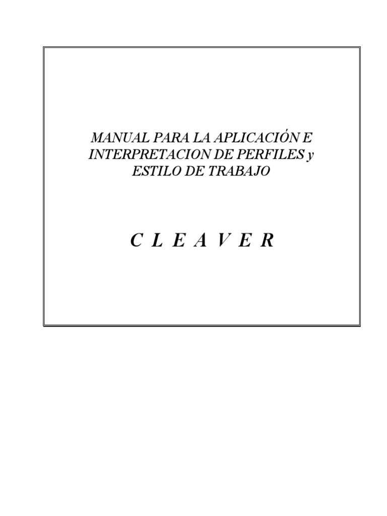 Cleaver Manual | PDF | Motivación | Motivacional