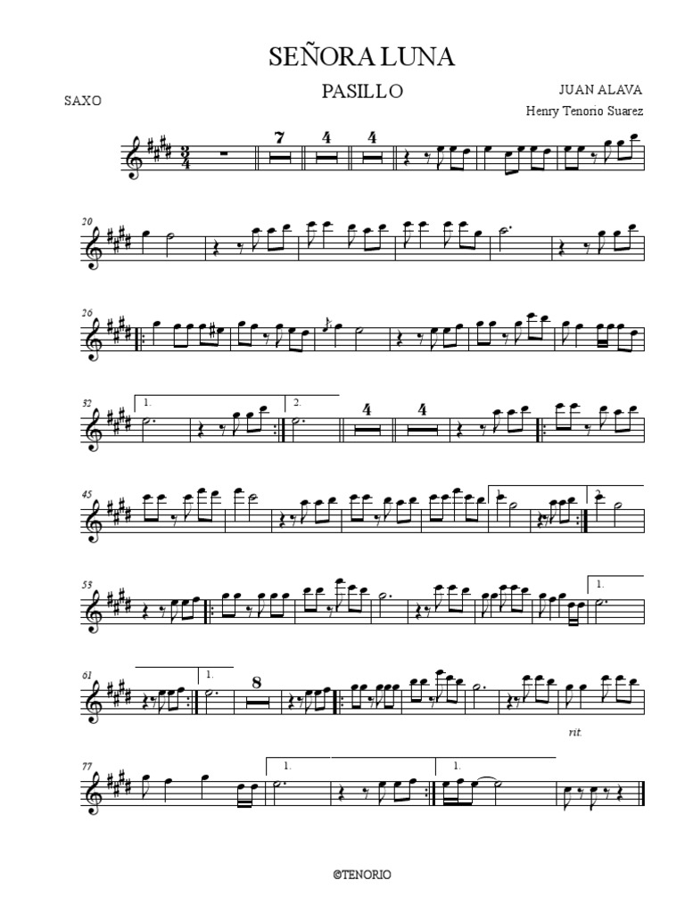 Señora Luna - Pasillo - Saxo PDF | PDF