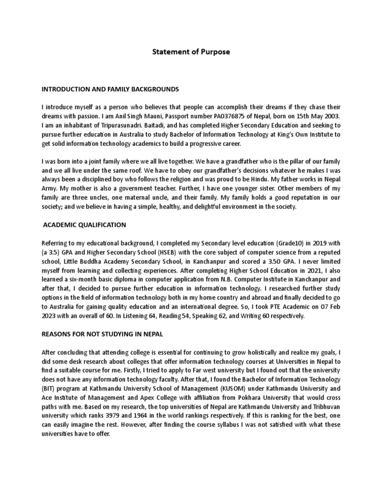 Statement of Purpose-Final. | Download Free PDF | International Student ...