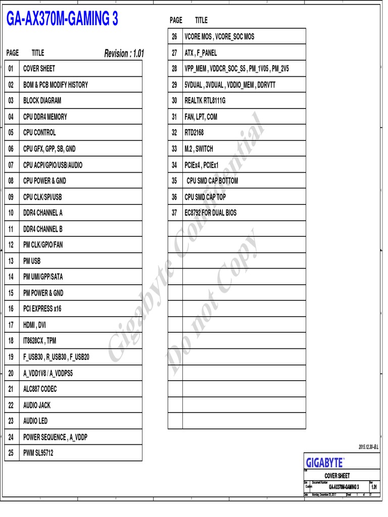 GA-AX370M-Gaming 3 Rev1.01 | PDF | Electrical Engineering | Computer ...