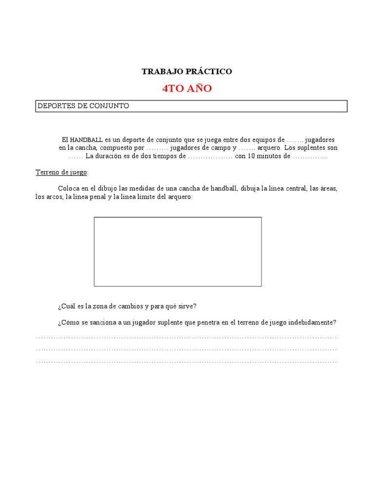 Reglas y medidas de una cancha de handball | PDF