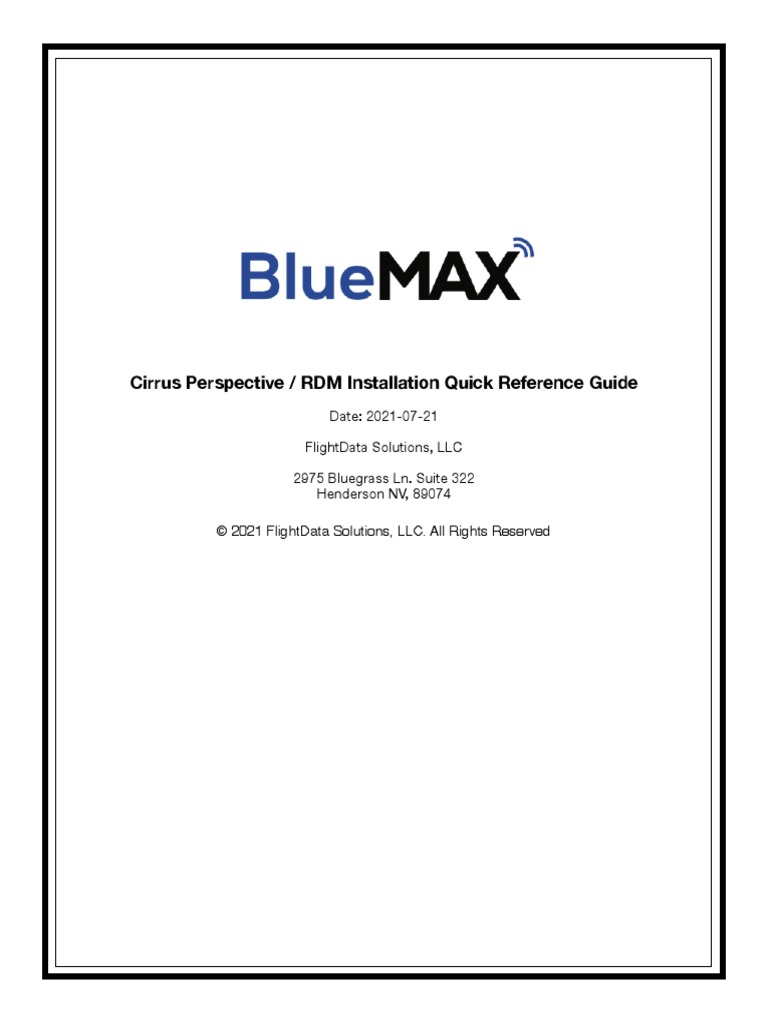 BlueMAX Cirrus Perspective Install Quick Ref Guide R2 | Download Free ...