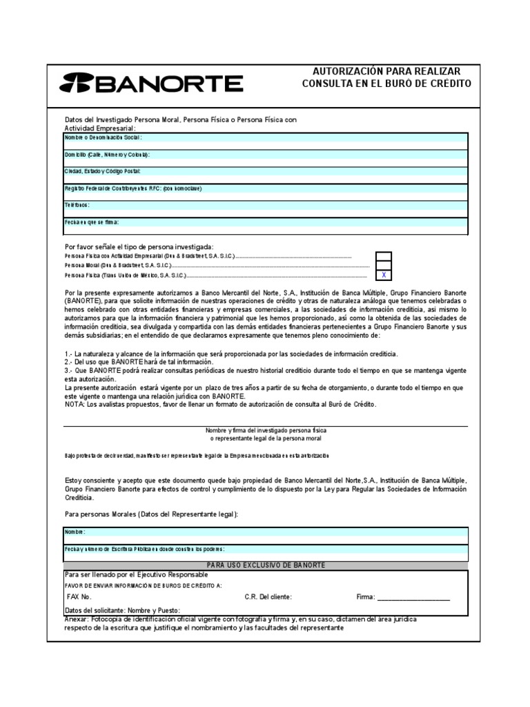 Formato Buro de Credito | PDF | Bancos