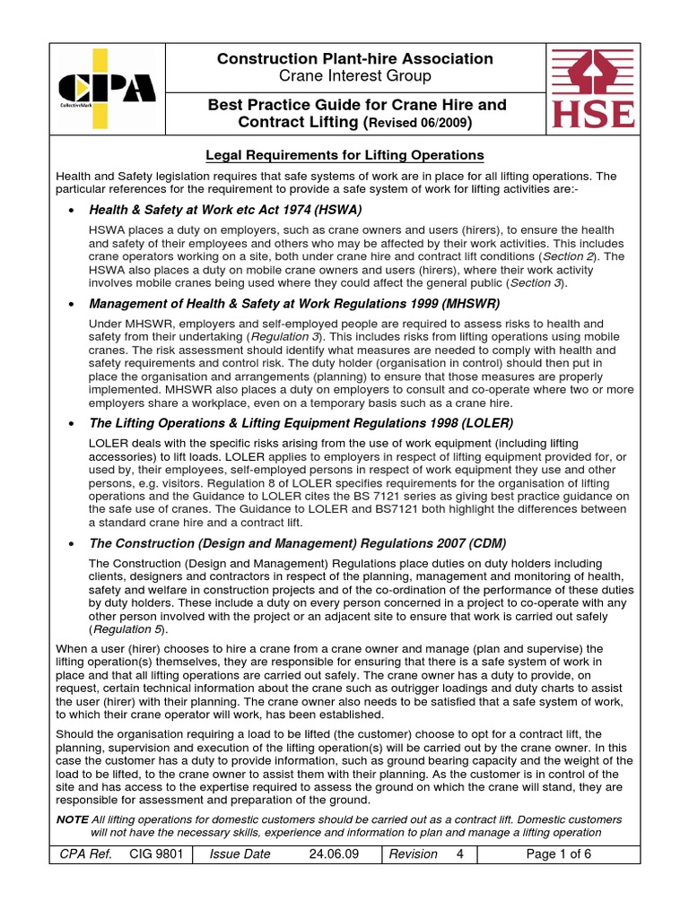 Best Practices for Contract Lifting | PDF | Occupational Safety And ...