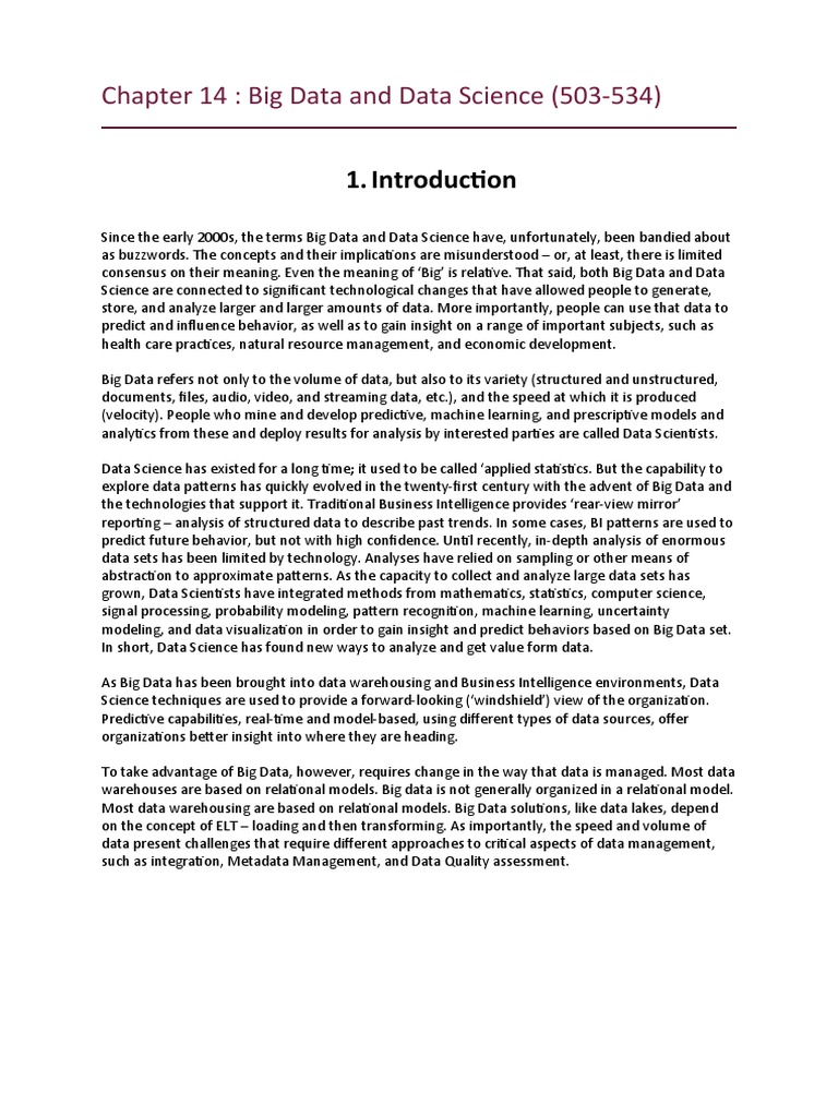 Chapter 14 Big Data and Data Science - DONE DONE DONE | PDF | Analytics ...