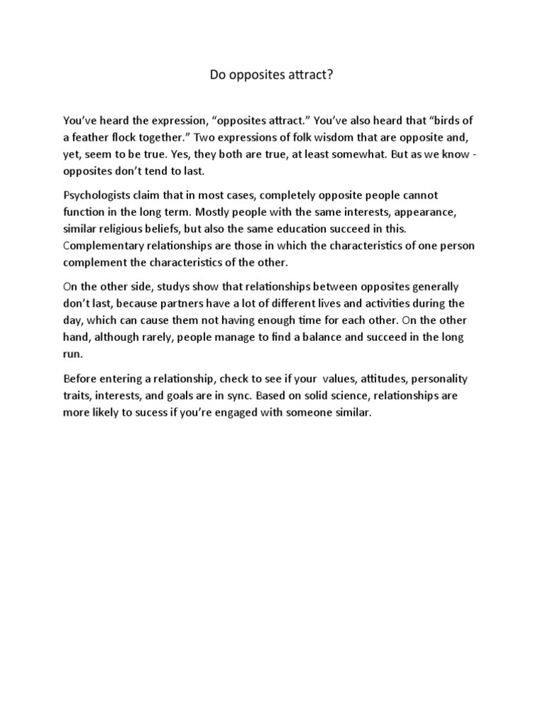 Do Opposites Really Attract? | PDF | Self-Improvement | Science ...