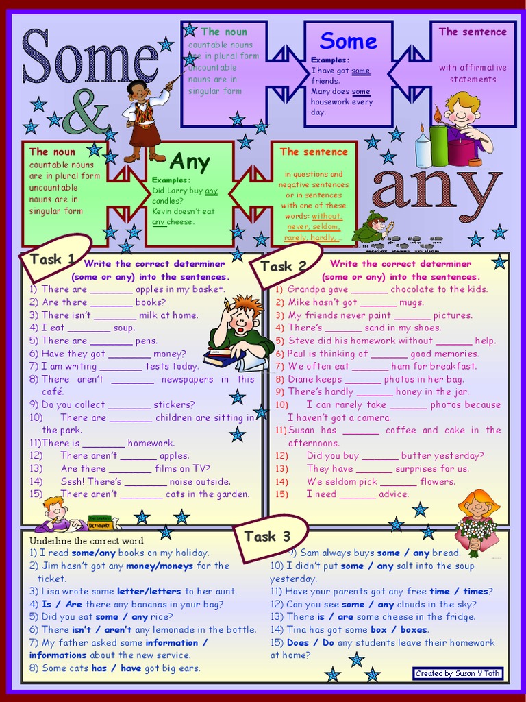Some and Any For Elementary Level With Key - 5037 | PDF | Noun | Plural