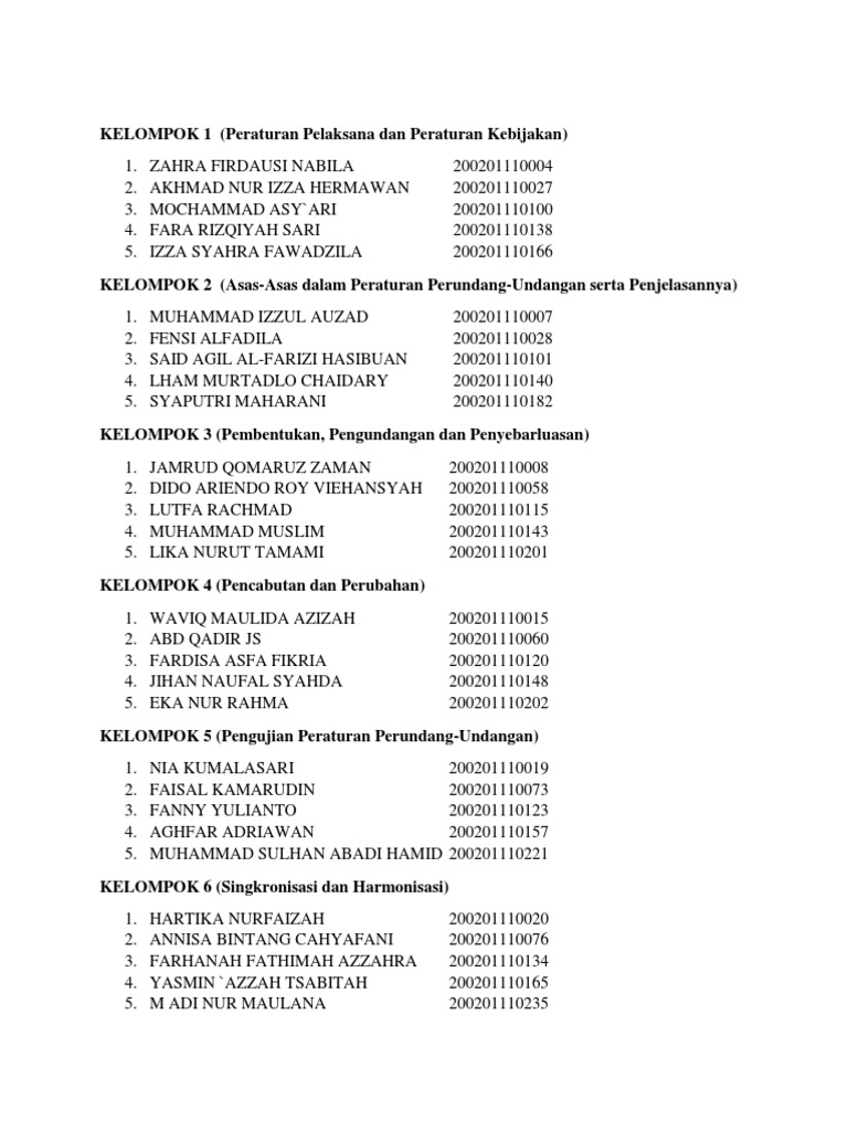 Pembagian Kelompok Setelah UTS | PDF