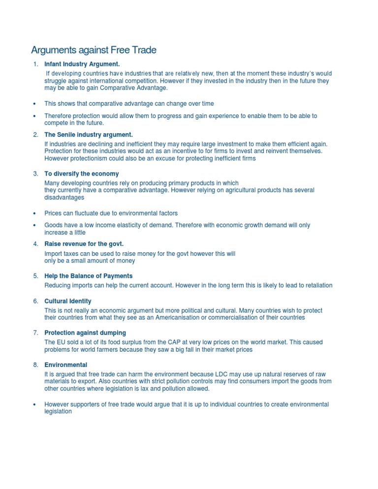 Arguments Against Free Trade Explained | PDF