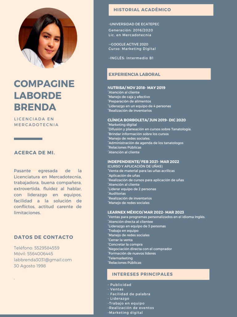 Currículum Brenda Compagine Laborde PDF | PDF | Marketing | Procesos de ...