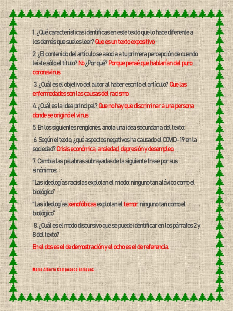 Análisis de un texto expositivo sobre los efectos negativos del racismo ...