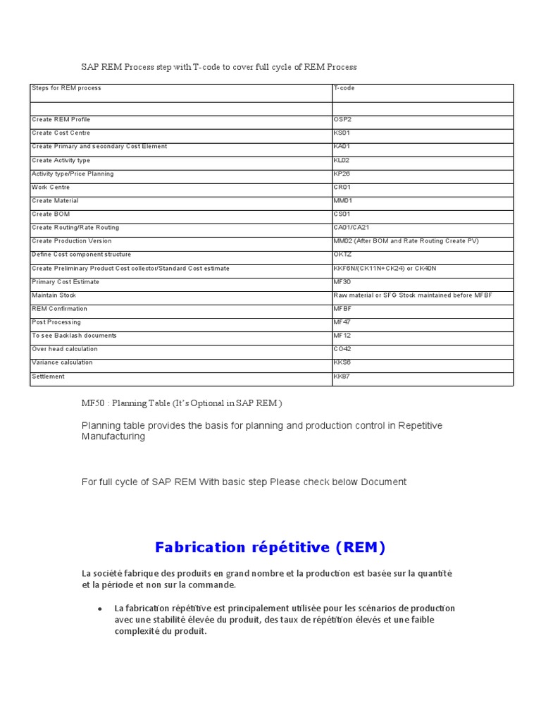 Guide complet du processus REM SAP | PDF | Inventaire | Secteur ...