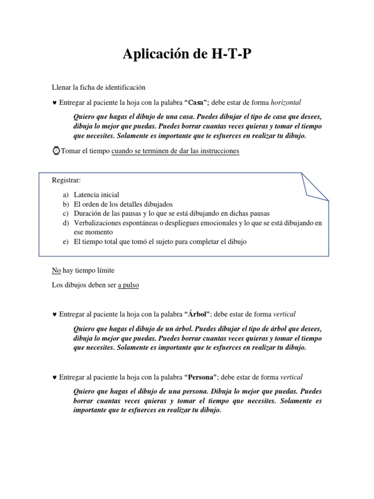Instrucciónes de H-T-P | PDF