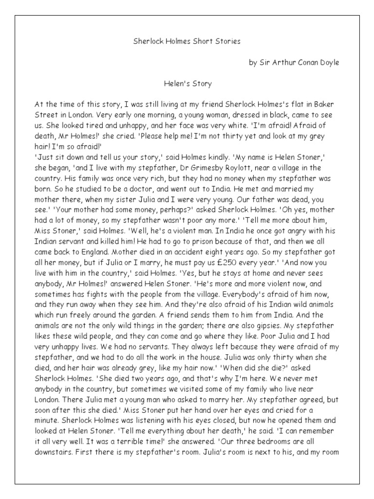 Helen Stoner's Plea to Sherlock Holmes | PDF | Sherlock Holmes