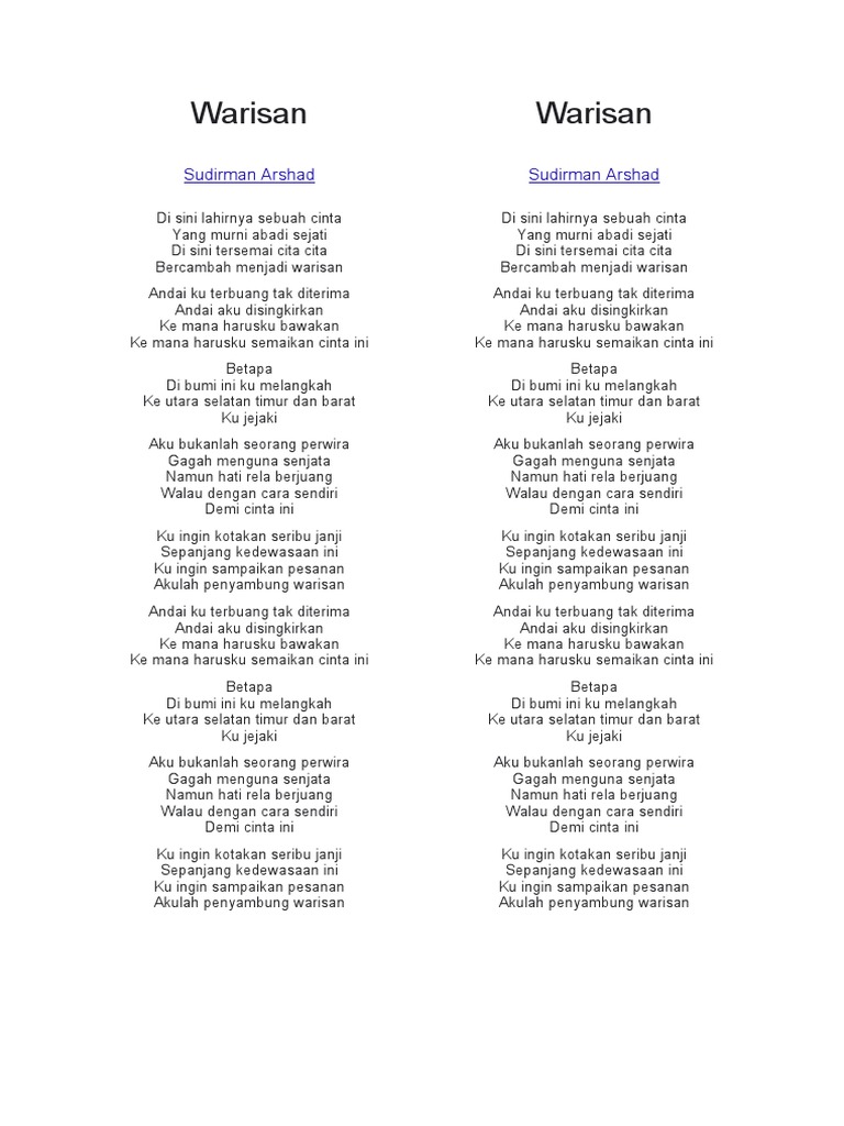 Lirik Lagu Warisan | PDF
