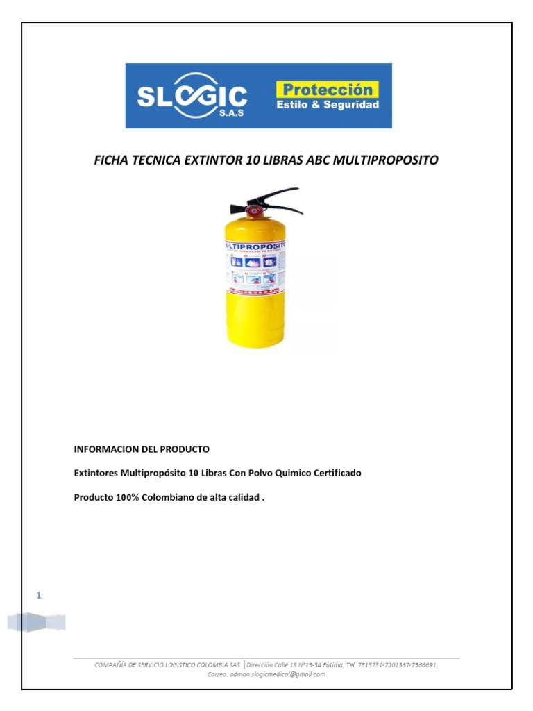 Ficha Tecnica Slogic Extintor Abc 10 LB | PDF
