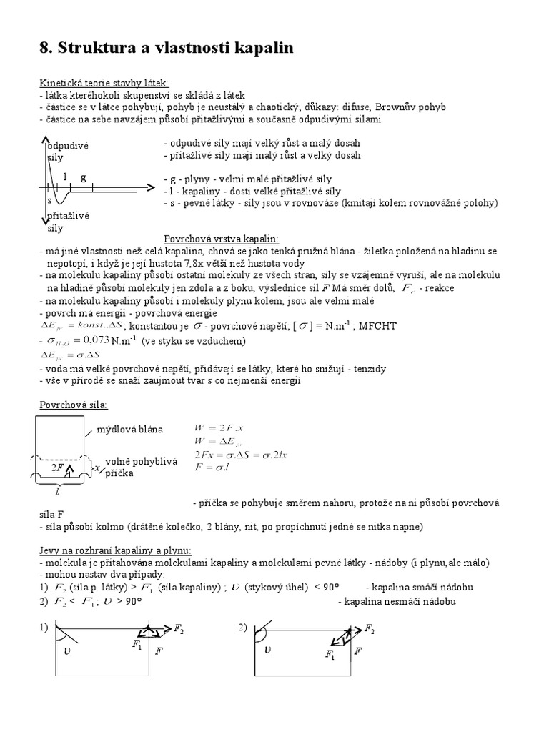 Struktura A Vlastnosti Kapalin | PDF