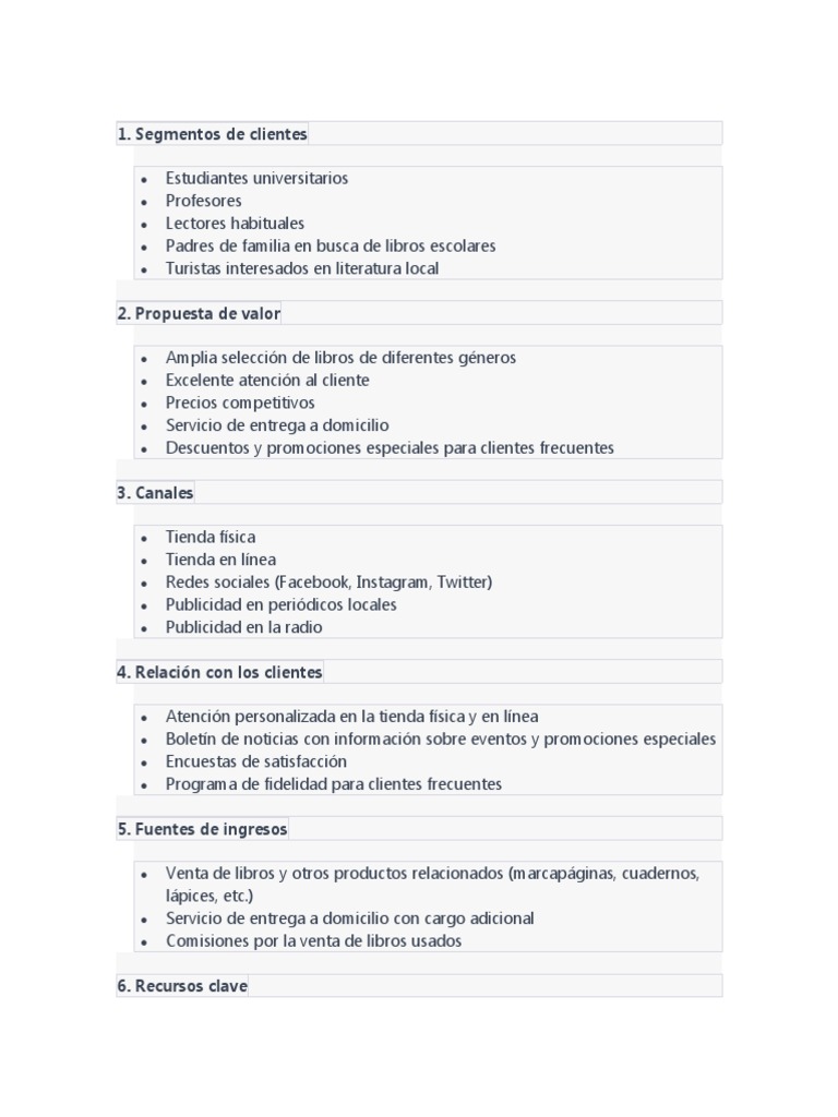 Modelo Canvas Librería | PDF