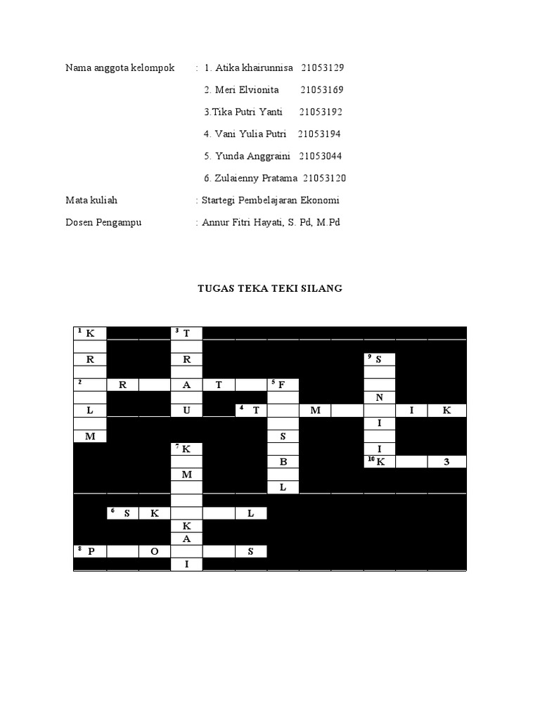 Tugas Teka Teki Silang | PDF