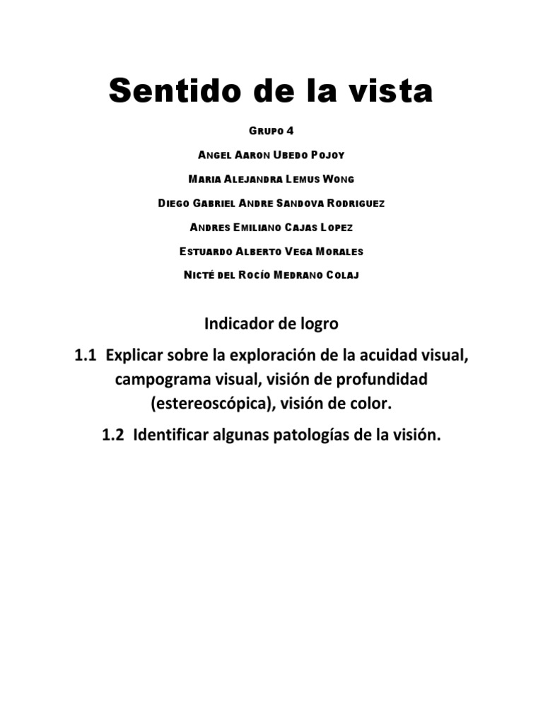 Sentido de La Vista | PDF | Percepción visual | Ojo