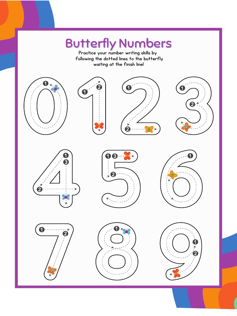 Butterfly Number Tracing Worksheet PDF | PDF