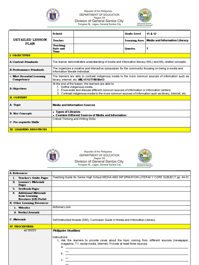 Media and Information Literacy (MIL) - Lesson Exemplar 5 | PDF ...