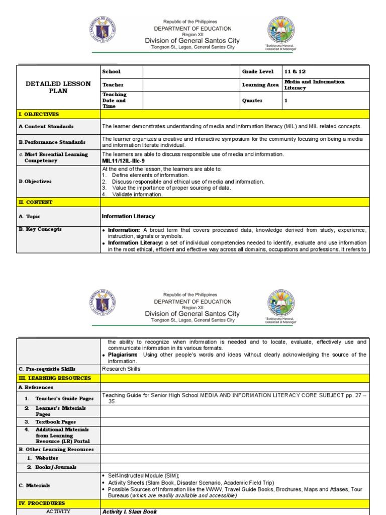 Media and Information Literacy (MIL) - Lesson Exemplar 2 | PDF | Information | Information Literacy