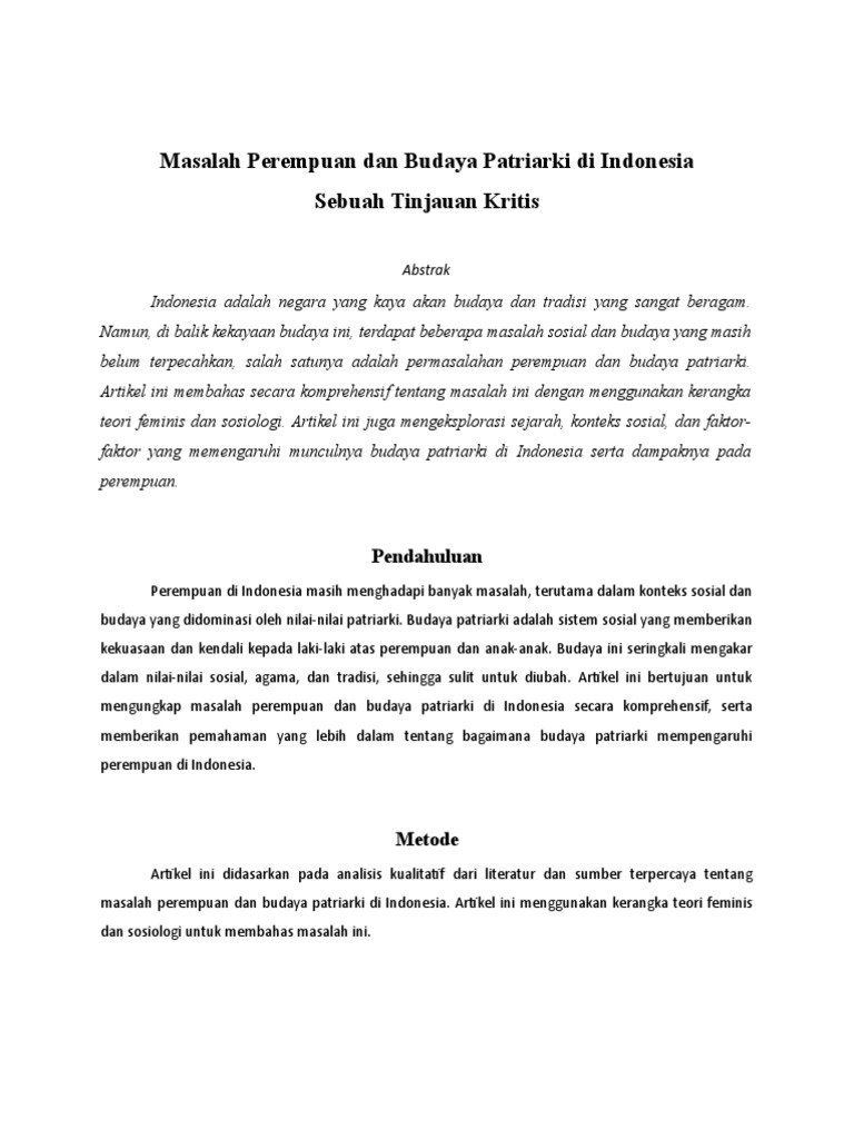 Masalah Perempuan Dan Patriarki | PDF