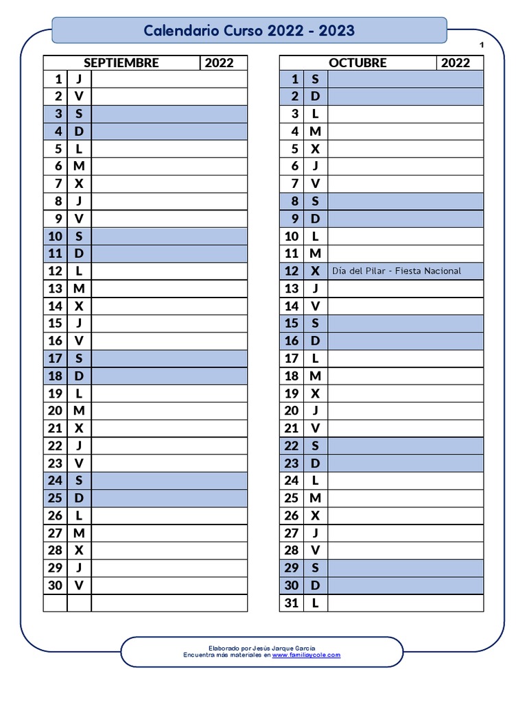 Calendario Escolar 2022-2023 | PDF | Fiestas cristianas y días santos ...