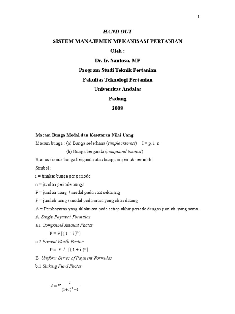 Rumus Produktivitas Pertanian | PDF | Pengelolaan Keuangan & Uang ...