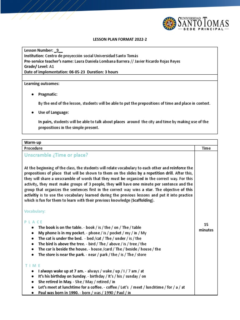 Lesson Plan 9 | PDF | Learning | Language Mechanics
