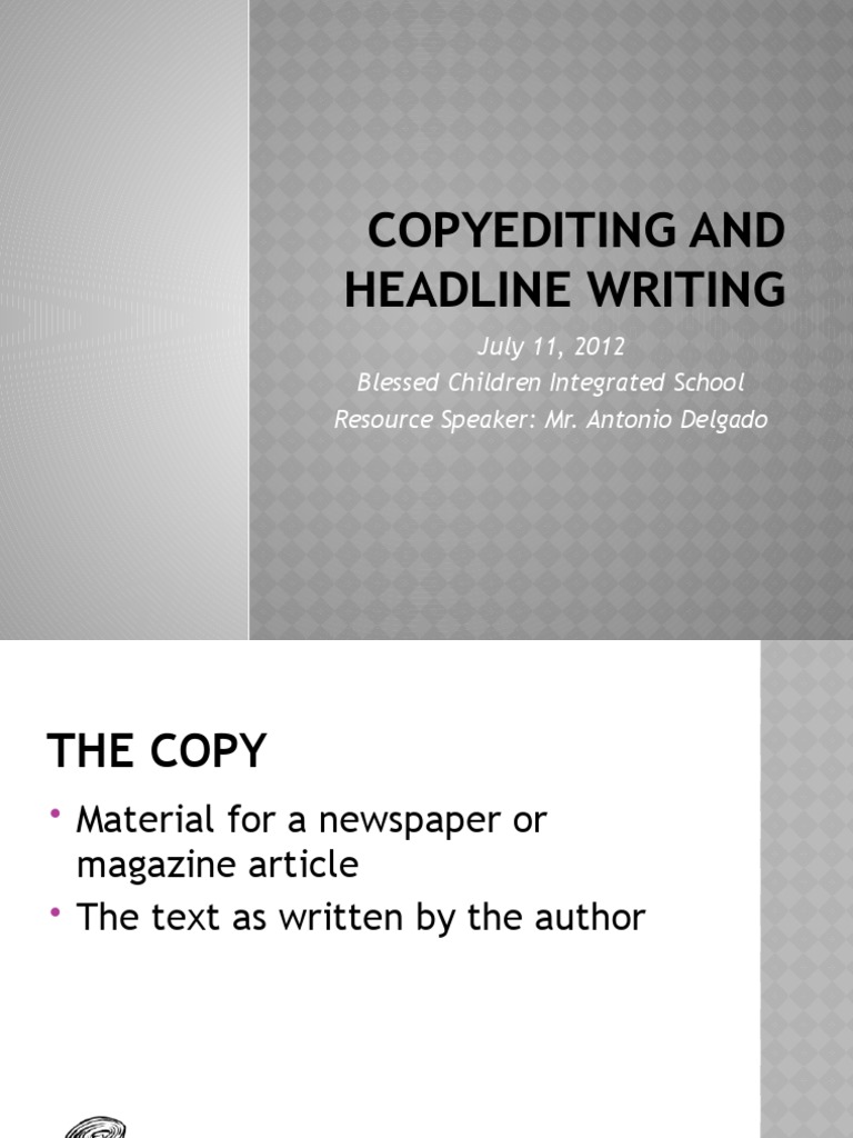 Campus-Journalism-Copyreading-and-Headline-Writing | PDF | Copy Editing ...