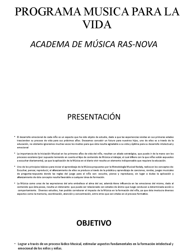 Programa Musical para Niños de 0 a 3 Años | PDF | Las emociones ...