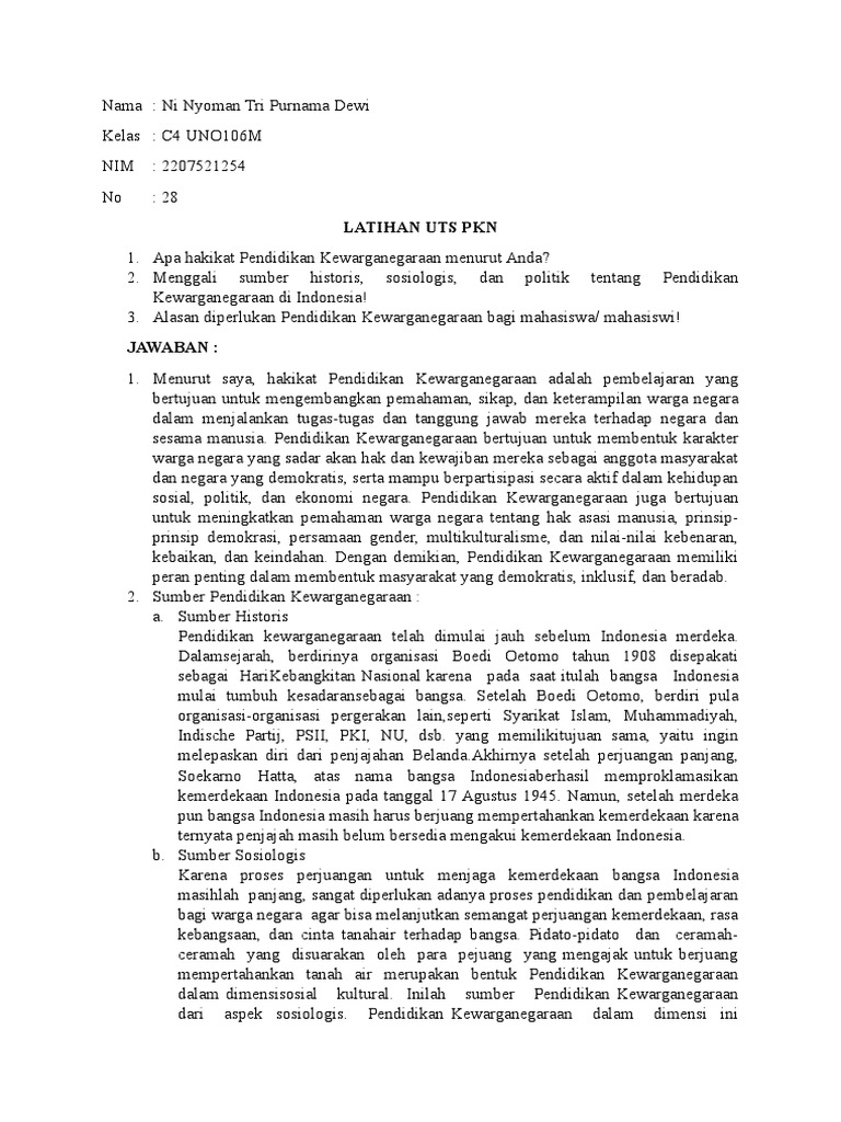 Pentingnya Pendidikan Kewarganegaraan | PDF