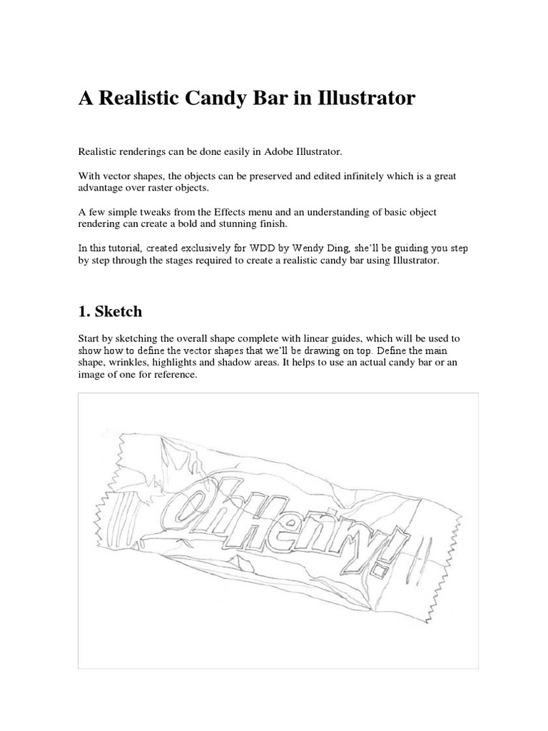 Realistic Candy Bar Drawing Guide | PDF | Adobe Illustrator | Graphics