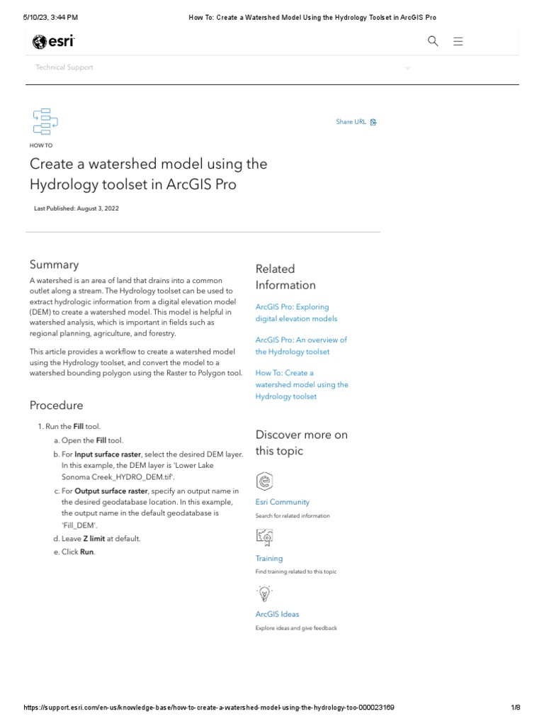 How To Create A Watershed Model Using The Hydrology Toolset In Arcgis