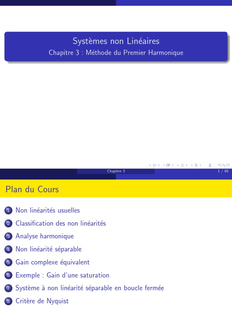 Chapitre III - SNL - Premier Harmonique | PDF | Théorie des systèmes ...