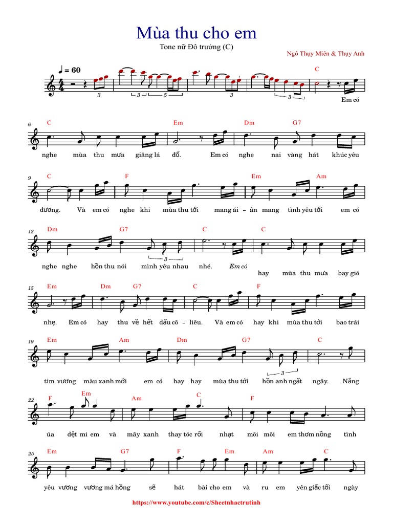 Sheet Mùa Thu Cho em C | PDF