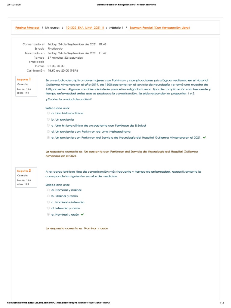 Examen Parcial 2021 - II | PDF | Estadísticas | Oblicuidad