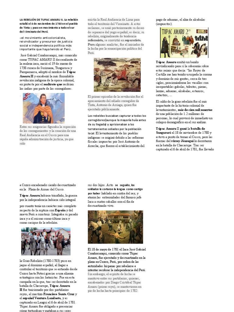Triptico Tupac Amaru | PDF | Colonización española de las Américas ...