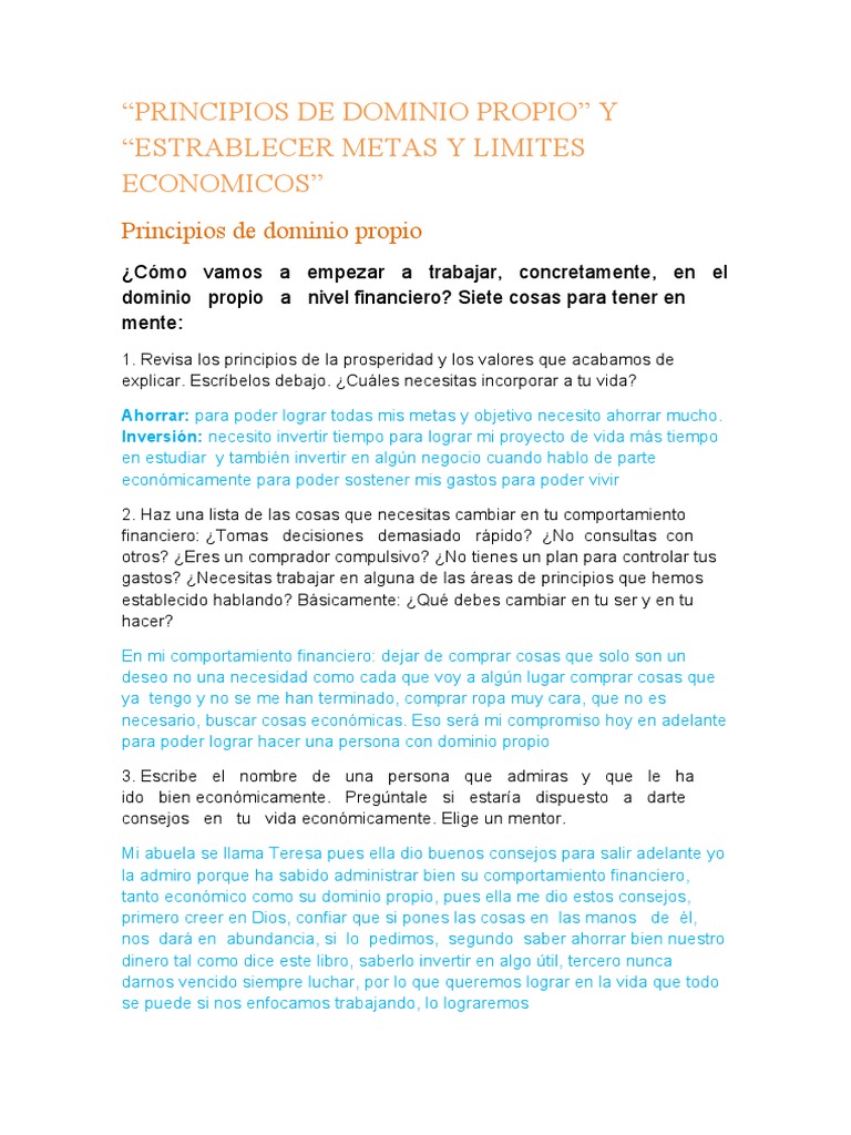 Metas y Límites del Dominio Propio | PDF
