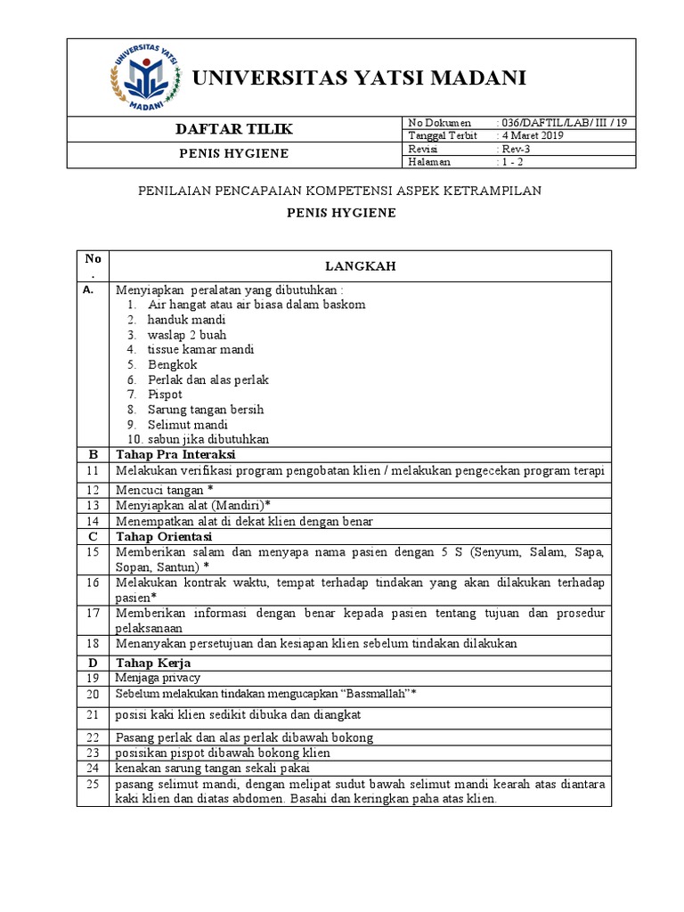 Daftil Penis Hygiene | PDF