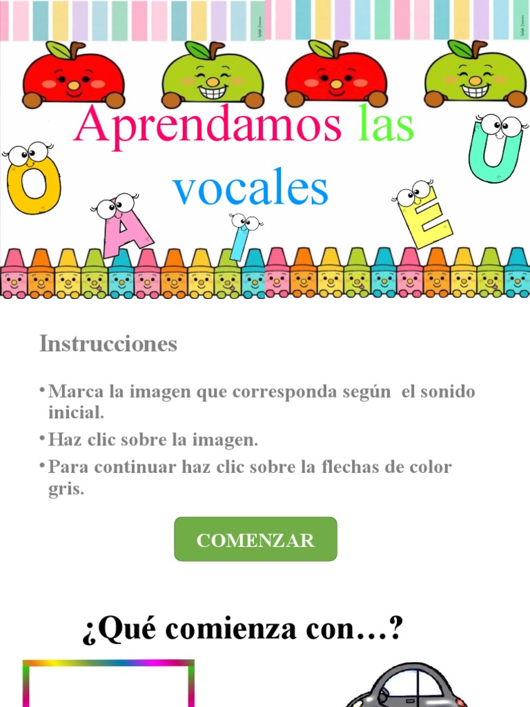 Las Vocales Sonido Inicial | PDF