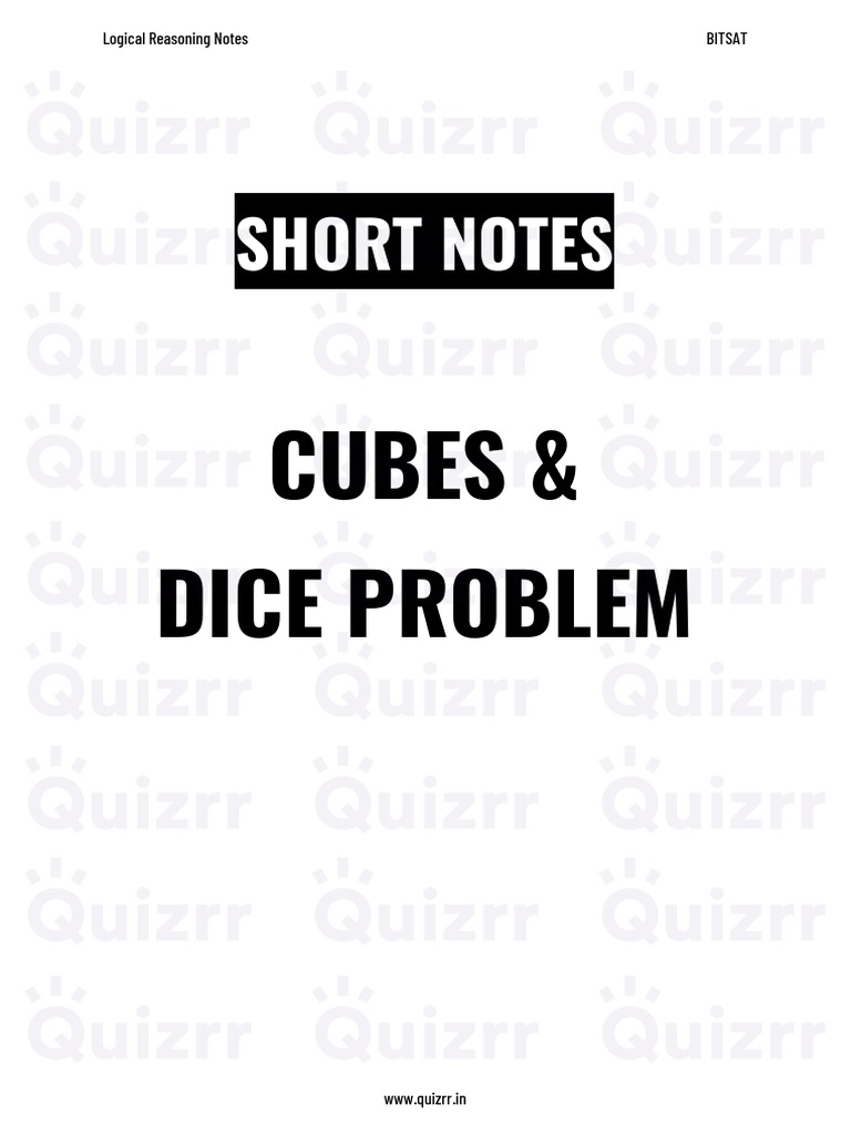 Logical Reasoning - Cubes and Dice PDF | PDF