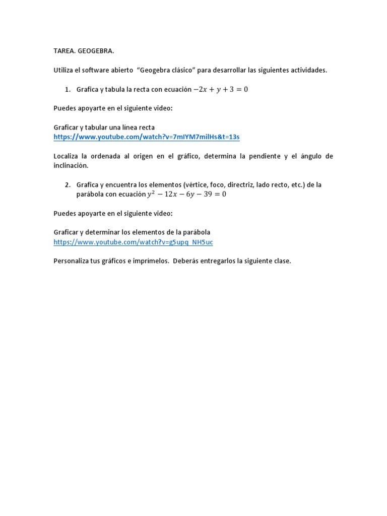 TAREA Geogebra PDF | PDF