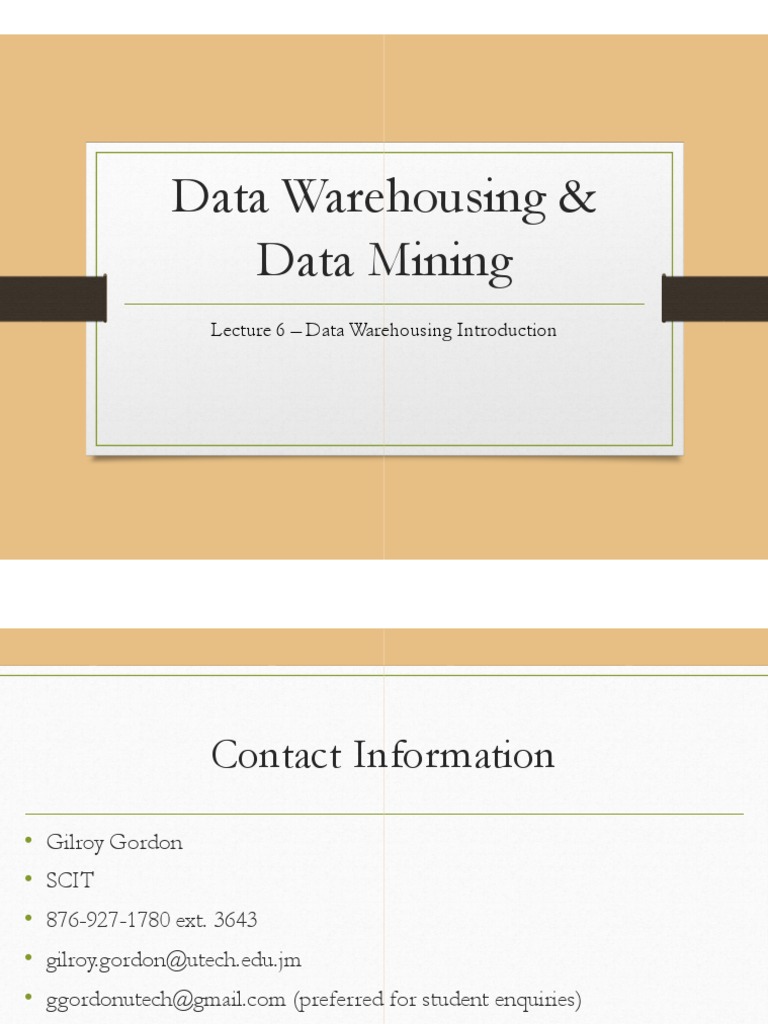 DWDM Lecture 7 | PDF | Data Warehouse | Information Technology