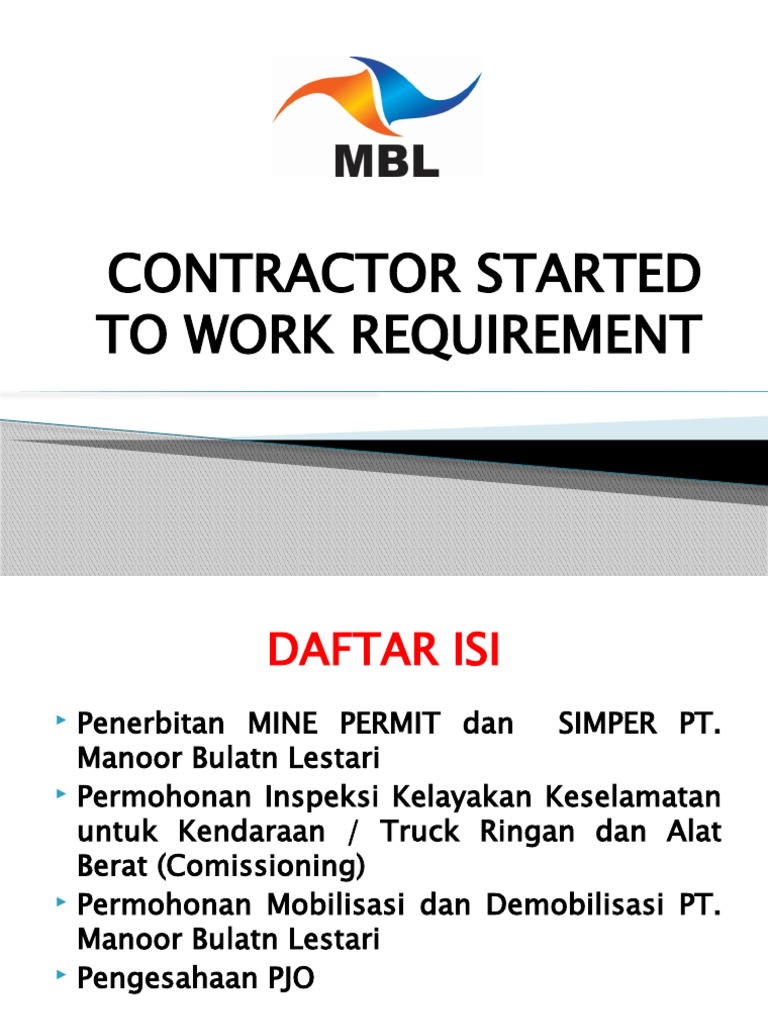 Persyaratan Mobilisasi dan PJO MBL | PDF