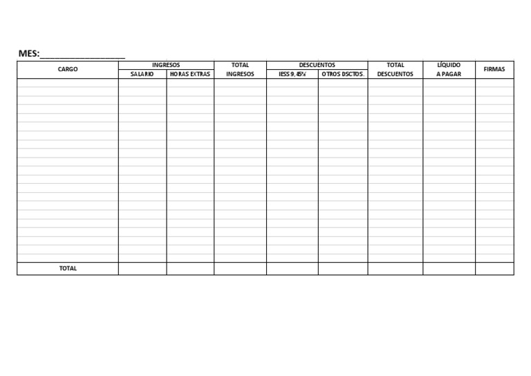 Formato Rol de Pago PDF | PDF