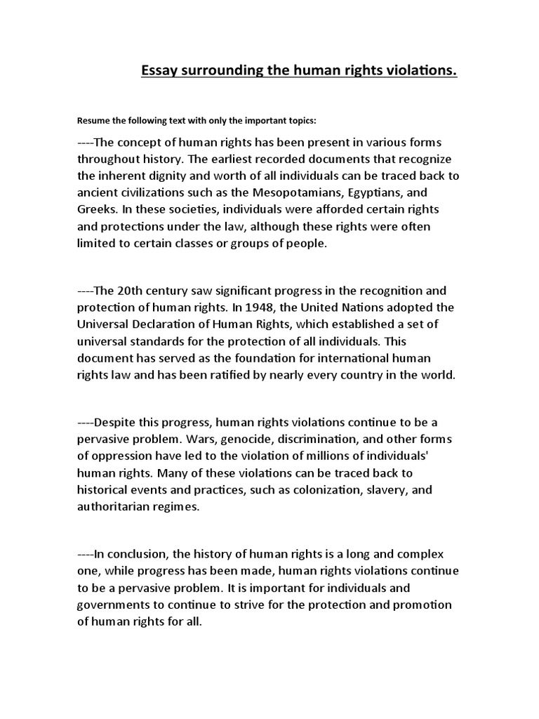Essay About The Human Rights Violations | PDF | Lord's Resistance Army ...